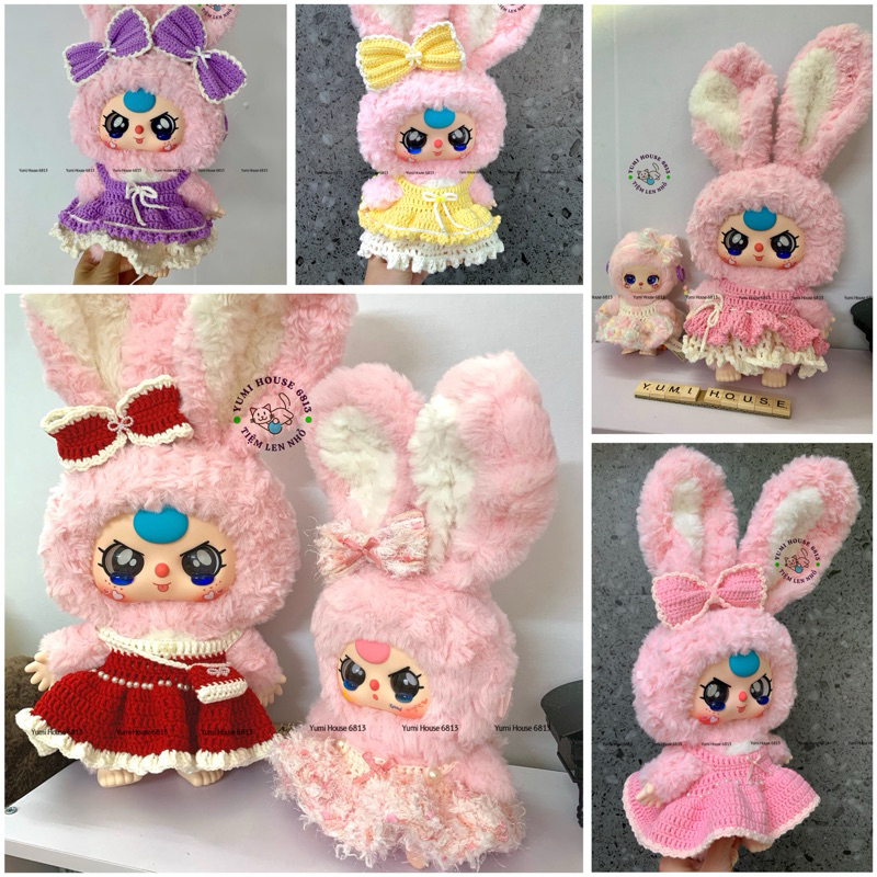 (KHÔNG KÈM BÚP BÊ BB3 - CHỈ CÓ VÁY ÁO- đọc kỹ mô tả ) Set váy + nơ ...