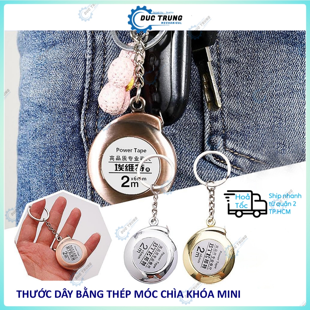 Thước Dây Mini 2m Bằng Thép Có Móc Khóa Tự Động, Siêu Bền, Chống Va Đập ...