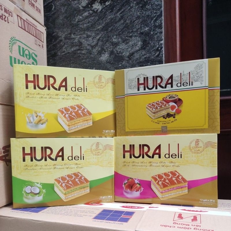 Bánh Bông Lan Hura Deli Bibica Hộp 336G (12 gói) | Shopee Việt Nam