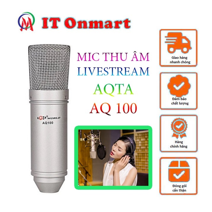 Mic thu âm AQ100 chạy nguồn 5v dùng cho các sound card để ghi âm ...