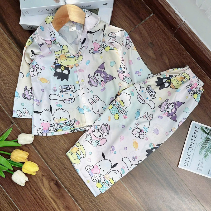 Bộ mặc nhà pijama lụa mịn latin bé gái labubu cực dễ thương size 12 ...