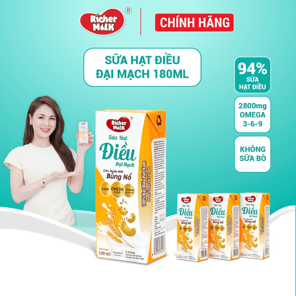 Thùng 48 Hộp Sữa Hạt Điều Đại Mạch RICHER MILK 180ml (180ml x 48 ...