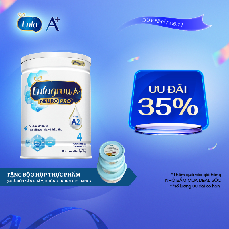 [Tặng bộ 3 hộp thực phẩm] Sữa bột Enfagrow A2 Neuropro 4 – 1.7kg ...