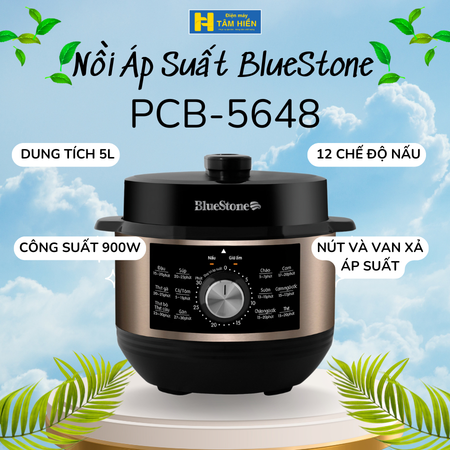 Nồi Áp Suất Điện BlueStone PCB-5648, Dung Tích 5 Lít, Công Suất 900W, Chống Dính, Dễ Vệ Sinh ...
