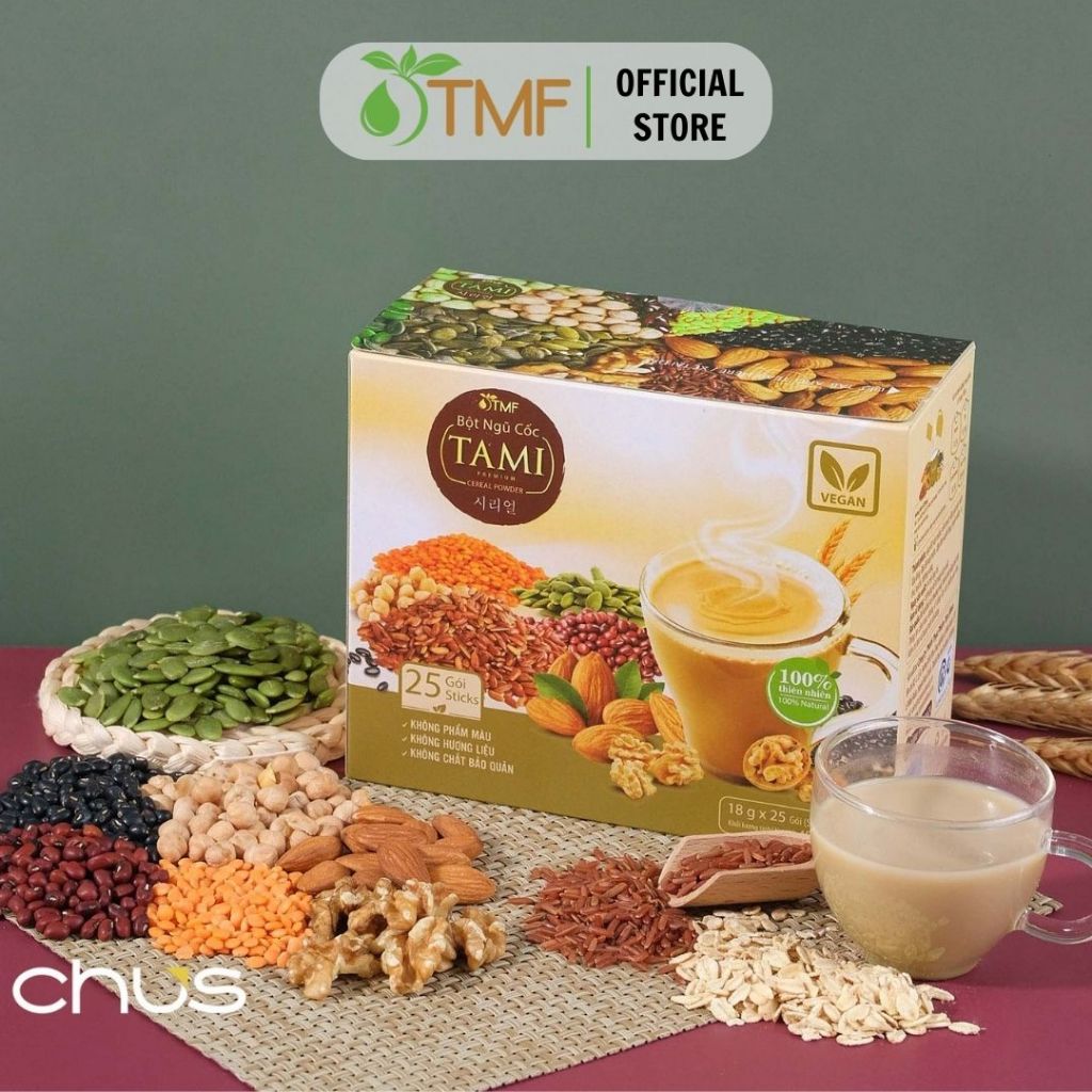 Bột ngũ cốc nảy mầm Tami 25 gói ít ngọt dinh dưỡng giảm cân TÂM MINH ...