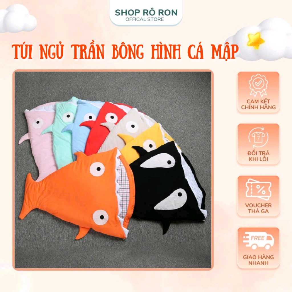 Túi ngủ hình cá mập - Túi ngủ trần bông cho bé - Shop Rô Ron | Shopee ...