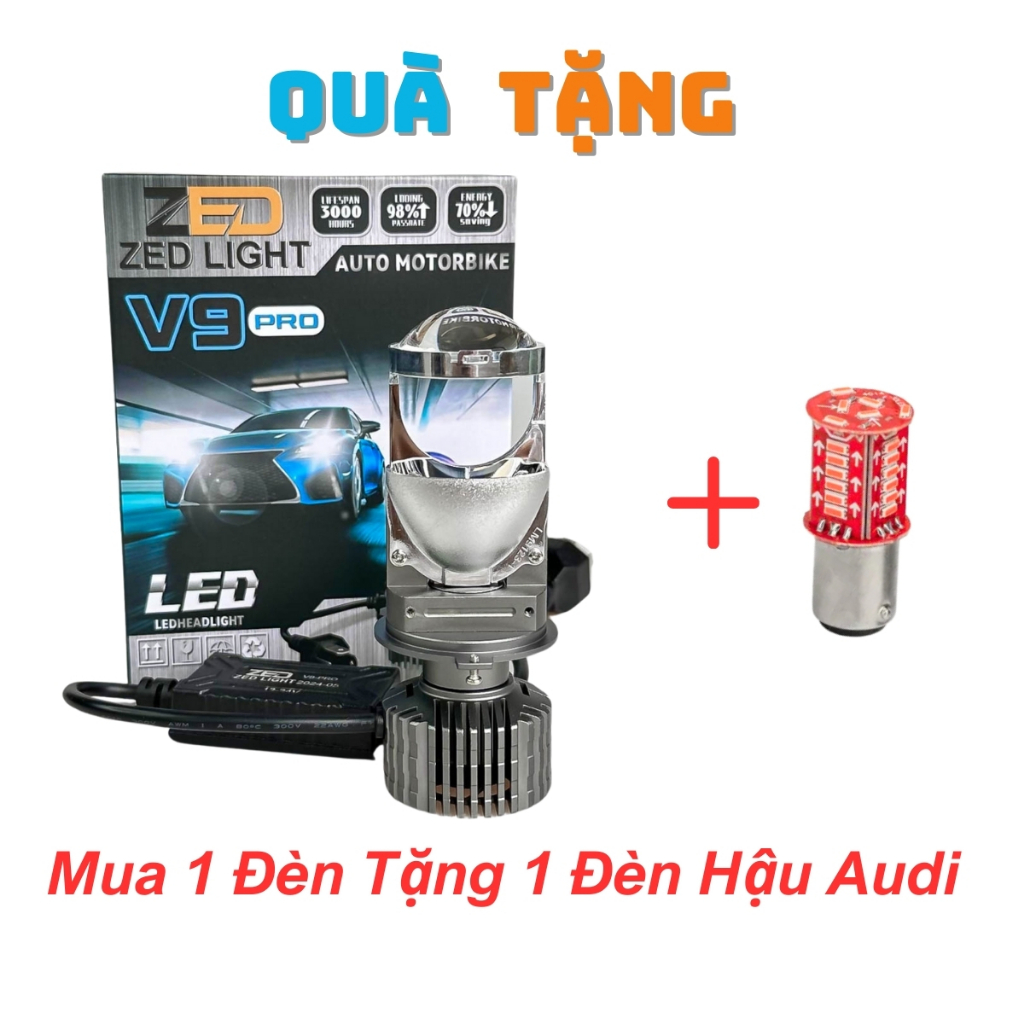 (Tặng Hậu Audi) Đèn Pha Bi Cầu V9 PRO ZED LIGHT - 60W H4 12,24V DC Ô Tô ...