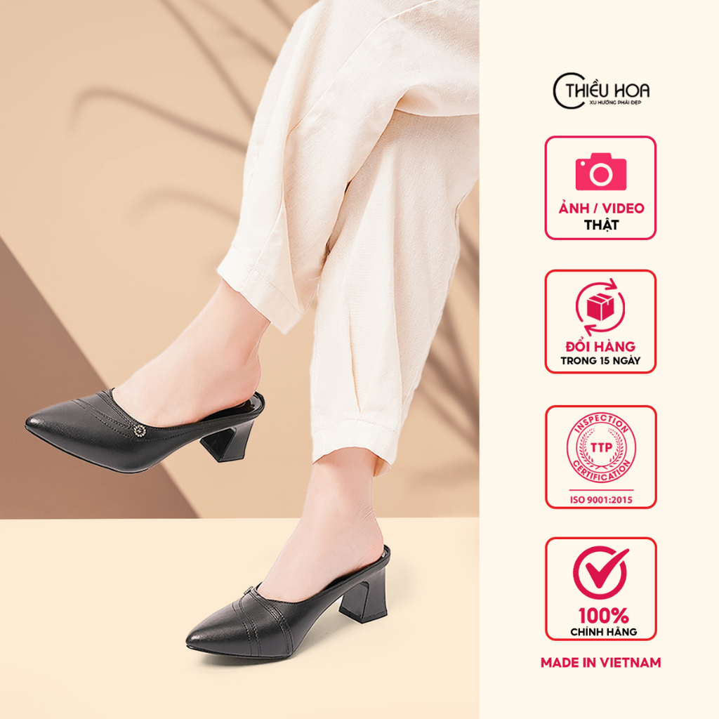 Dép sục cao gót cho mẹ trung niên, chất liệu da cao cấp, thoáng mát, êm ...