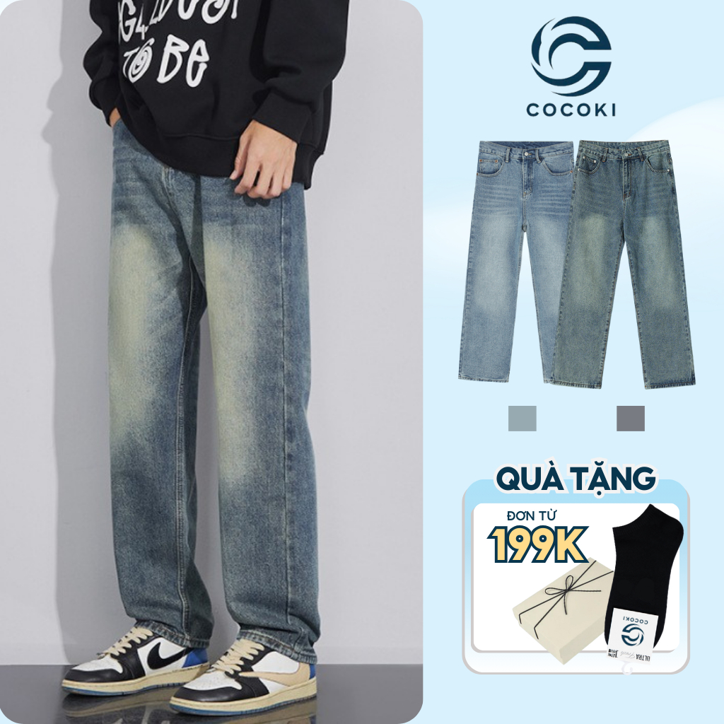 Quần Jean Nam COCOKI Ống Rộng Chất Vải Dày Dặn Không Bay Màu, Quần Bò ...