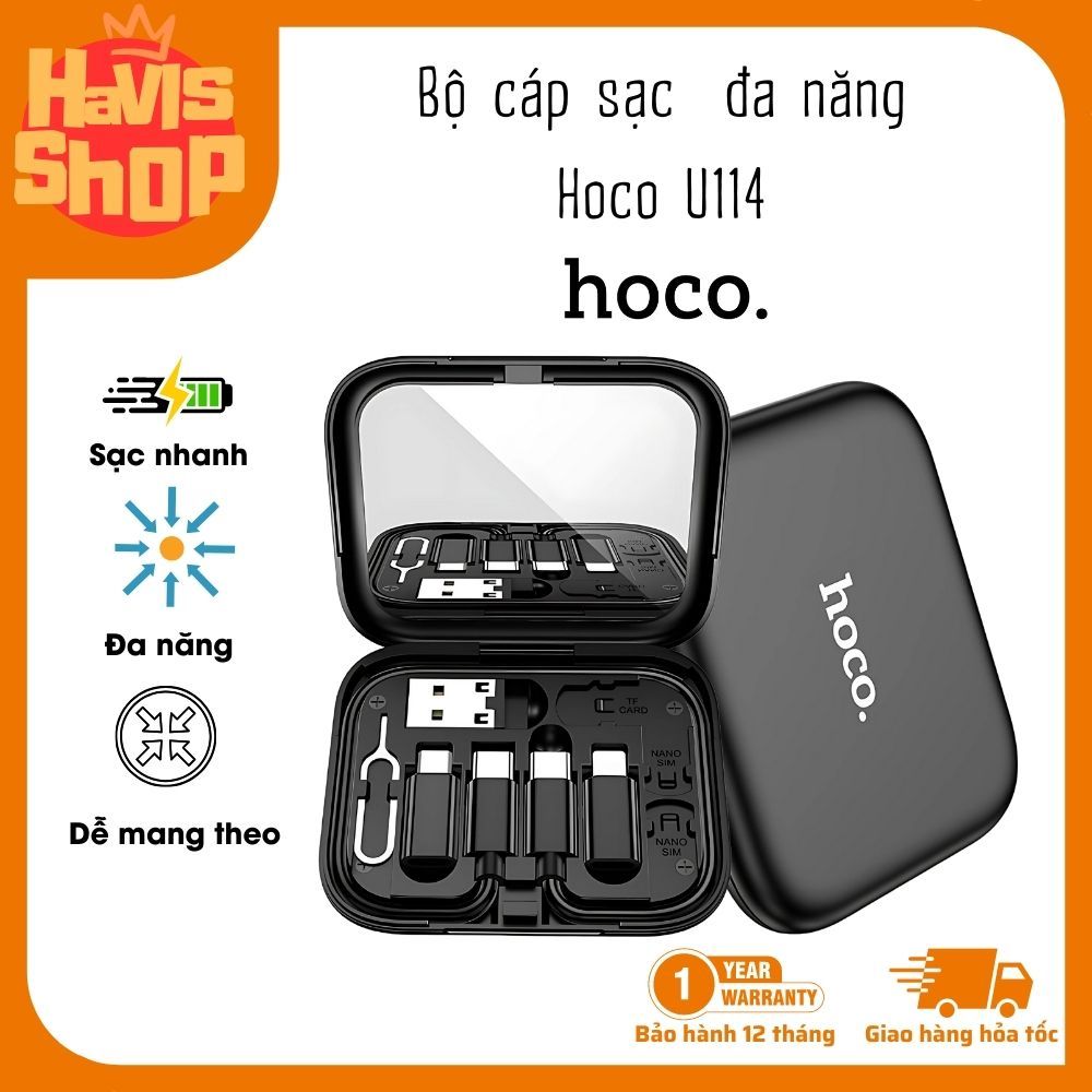 Bộ cáp sạc nhanh đa năng Hoco U114 hỗ trợ sạc nhanh tất cả các dòng điện thoại - Đa chức năng ...