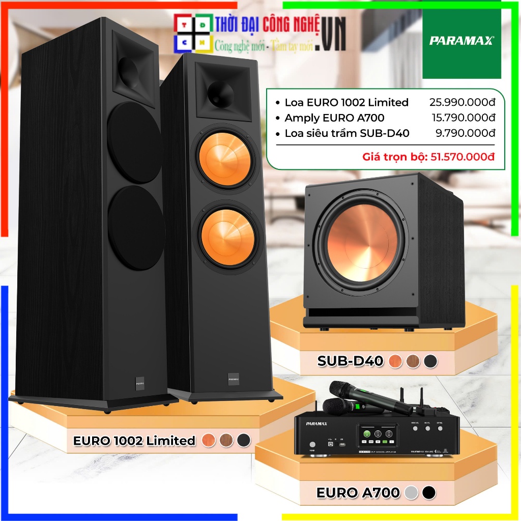 Trọn Bộ Karaoke & Nghe Nhạc PARAMAX: EURO 1002 LIMITED + AMPLY EURO A700 + SUB D40 | Shopee Việt Nam