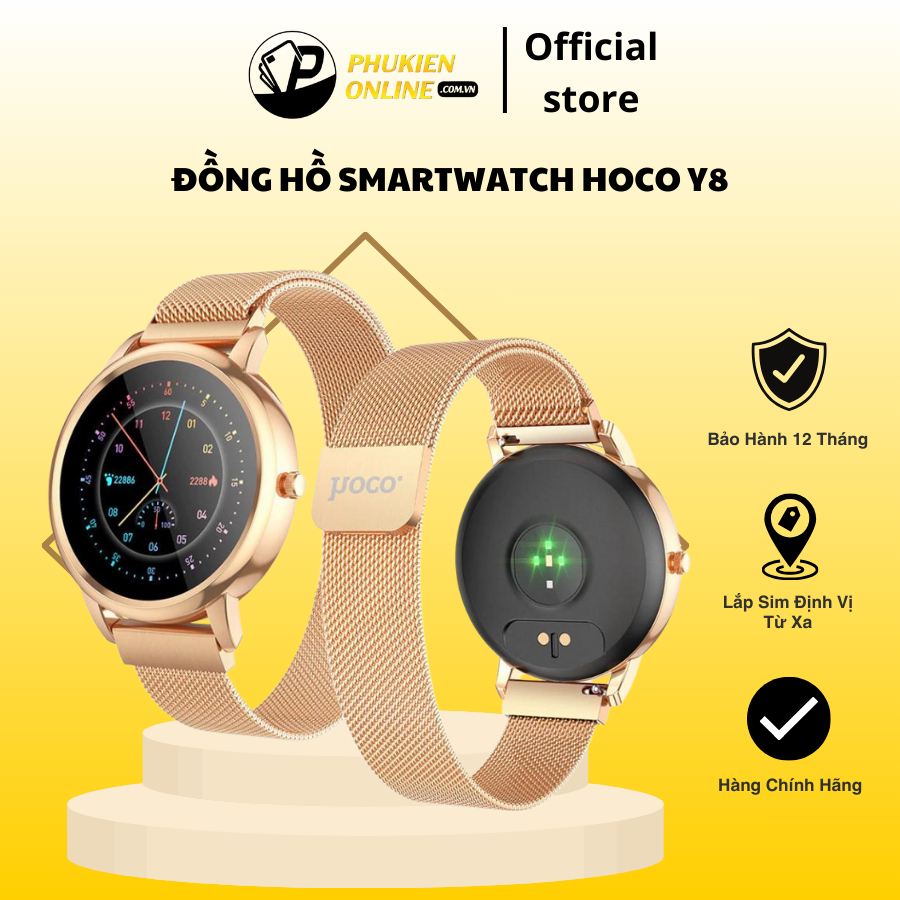 Đồng Hồ Thông Minh Smartwatch Hoco Y8, Pin 7 Ngày, Chống Nước IP68, Nhiều Tính Năng Theo Dõi Sức ...
