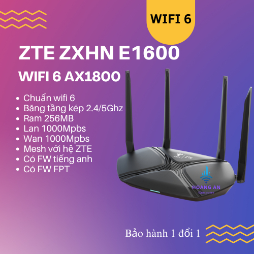Bộ phát wifi Router wifi zte zxhn e1600,ax1800 wifi dual band 2 băng ...