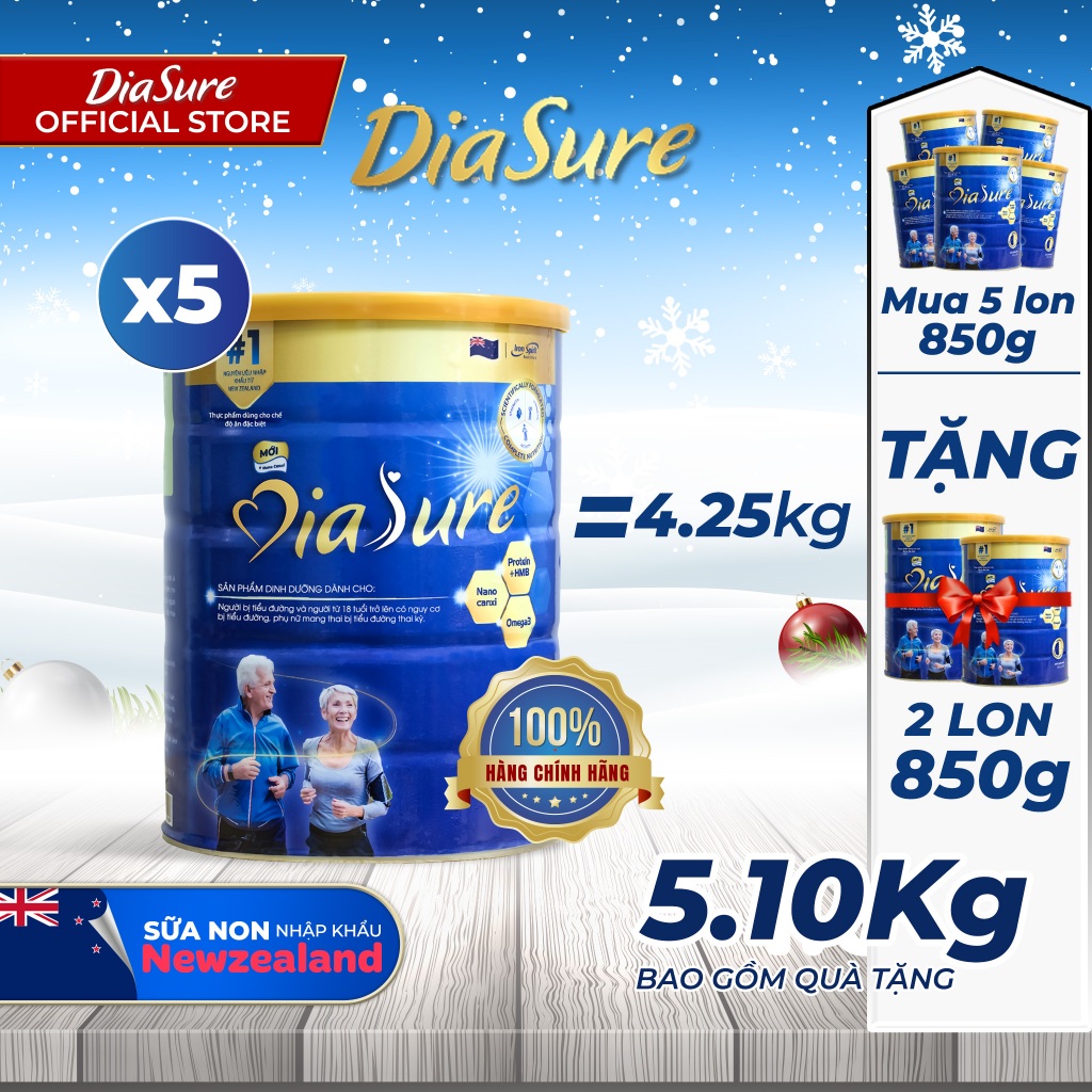 Sữa Bột DiaSure (Mua 5 Tặng 2 Lon 850G) Chuyên Biệt Dành Cho Người Tiểu ...