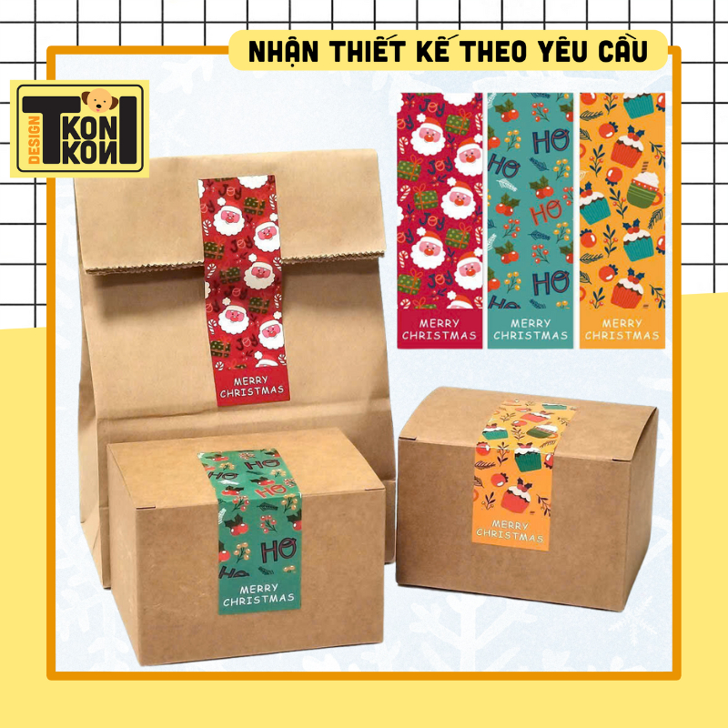 (HÀNG CÓ SẴN) Set 90 Tem NOEL 9x3cm Dán Hộp Cảm Ơn Khách Hàng - Tem ...