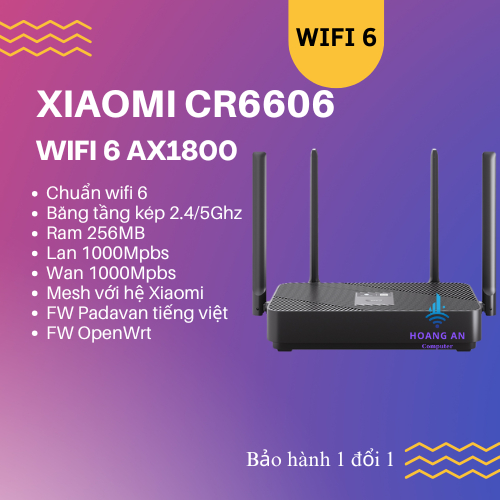 Bộ phát wifi Router wifi Xiaomi CR6606,TR606,ax1800,có mesh,wifi dual band 2 băng tần,4 râu ...