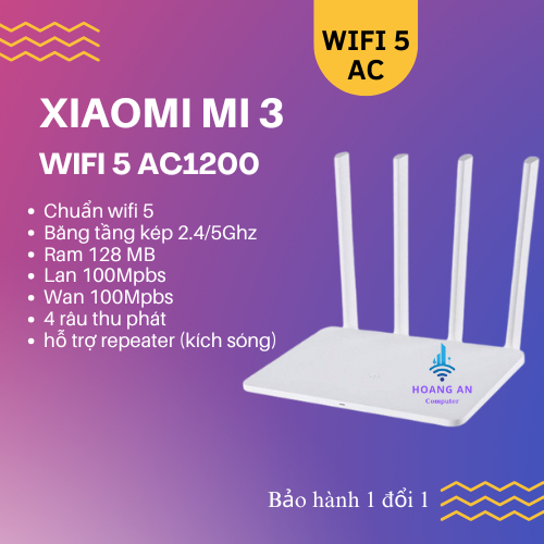 Bộ phát wifi Router wifi Xiaomi Gen 3 mi3,mir3 ac1200,Rom Tiếng Việt ...