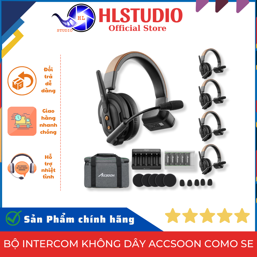 Bộ Intercom Không Dây Accsoon CoMo SE 2.4GHz Full-Duplex – Hỗ Trợ 3,5 Người, Phạm Vi 1312ft, 30 ...