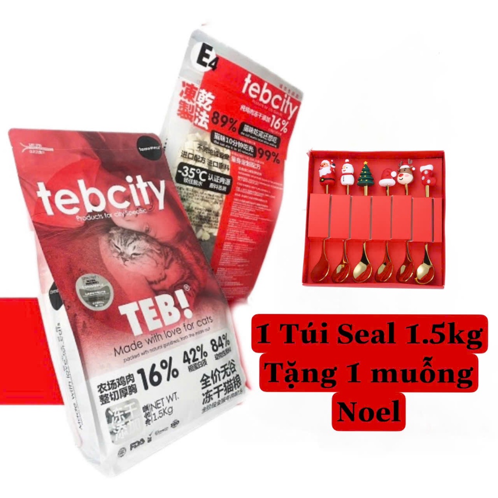 (1 Seal + Muỗng Noel) Hạt TEB City cao cấp, grain free dành cho mèo mọi ...