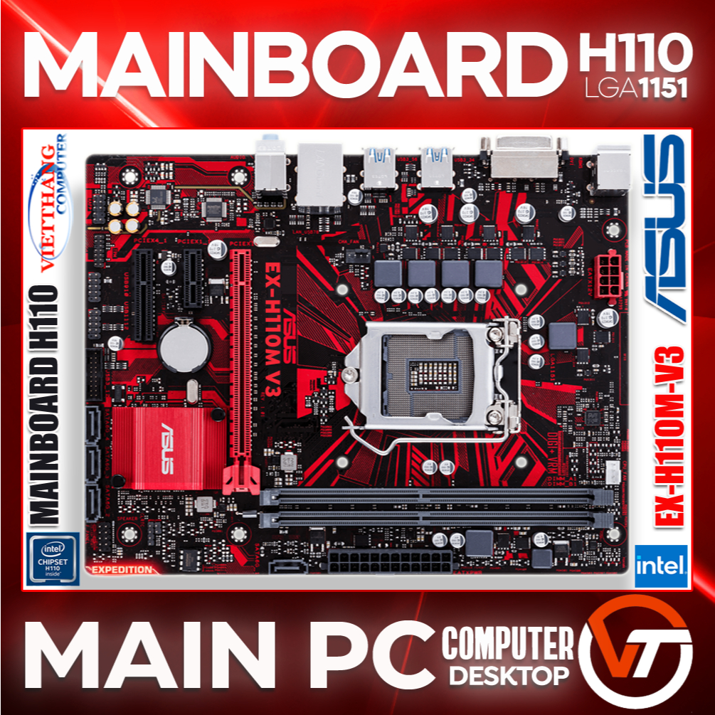 Mainboard H110 Asus H110 EX-H110M V3 dùng cho CPU G4400, G4560,i3 6100 ...