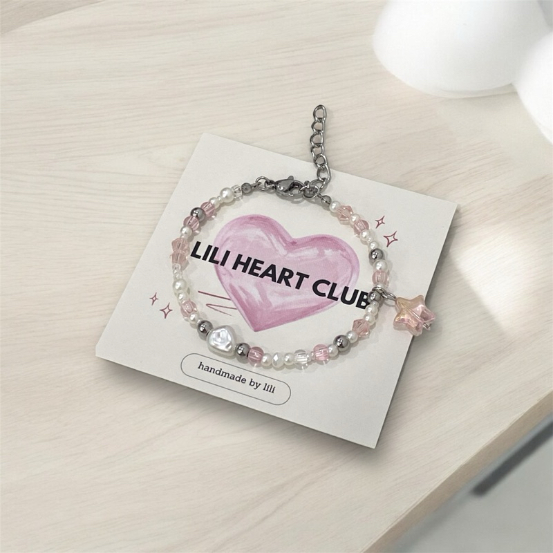 Vòng tay handmade hạt cườm Lili Heart "ngôi sao hồng" | Shopee Việt Nam