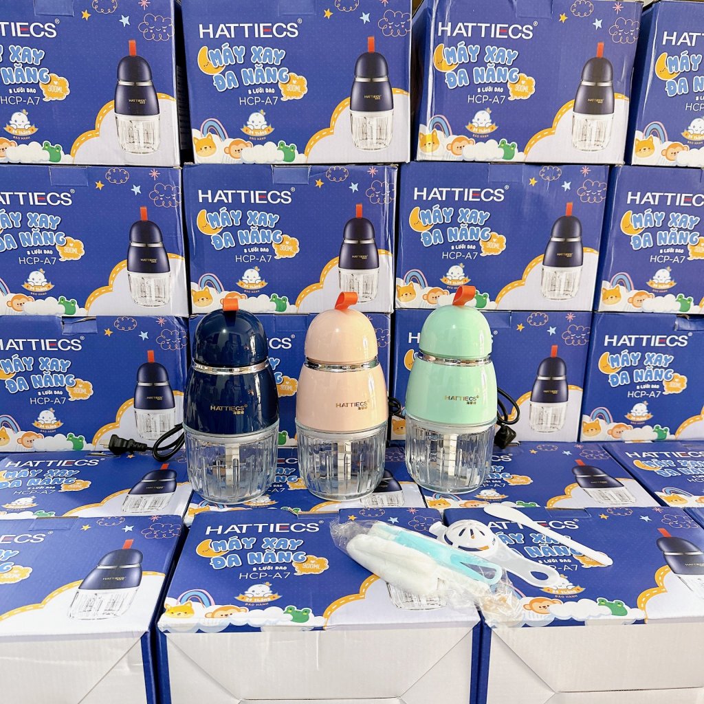 Máy xay ăn dặm cho bé Hattiecs 8 lưỡi dao dung tích 0,3L máy xay ...