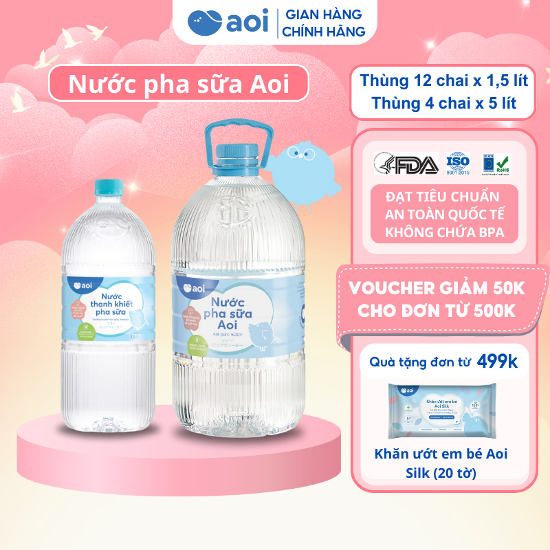 Nước thanh khiết pha sữa Aoi thùng 1,5L 12 chai/ thùng 5L 4 chai | Shopee Việt Nam