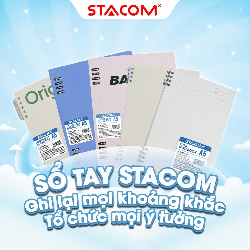 Sổ viết gáy lò xo thay được ruột giấy | Khổ A5, B5 60 trang, định lượng ...