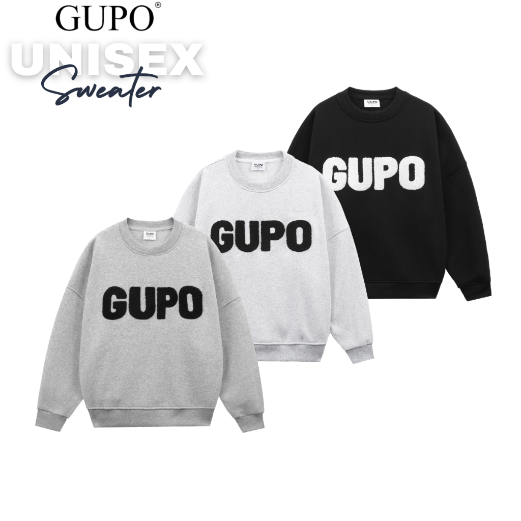Áo Nỉ Sweater Thêu Xù GUPO Form Boxy Chất Nỉ Bông Dày Dặn Nam Nữ Unisex ...