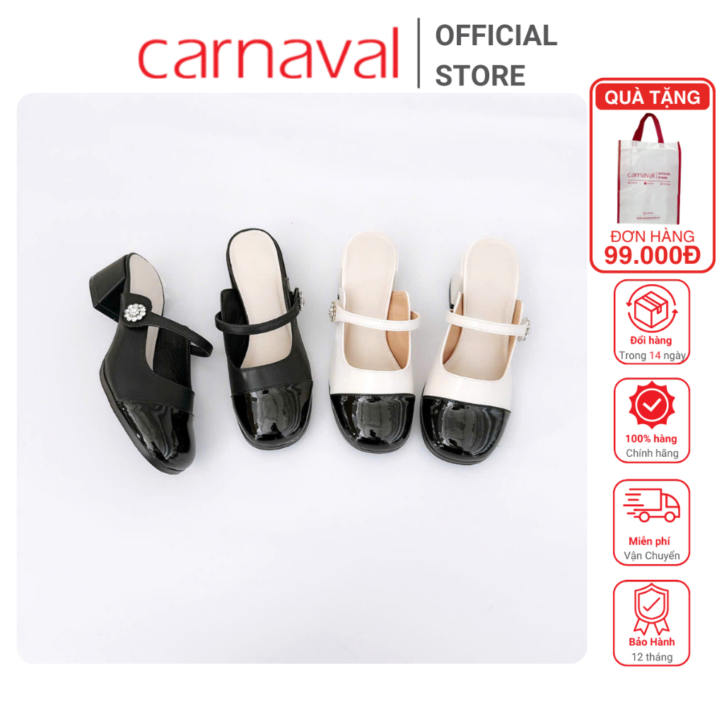 Dép Sục Nữ Carnaval Đế Vuông Cao 3cm Có Quai Ngang Trang Trí Khóa Siêu Sang - VS98 | Shopee Việt Nam