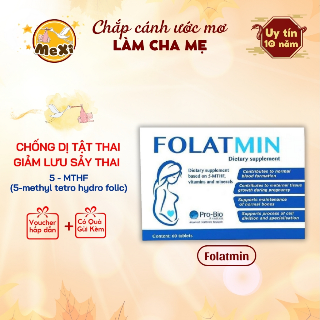 FOLATMIN 5MTHF - Bổ sung dưỡng chất cho bà bầu, chống dị tật, lưu, sảy ...