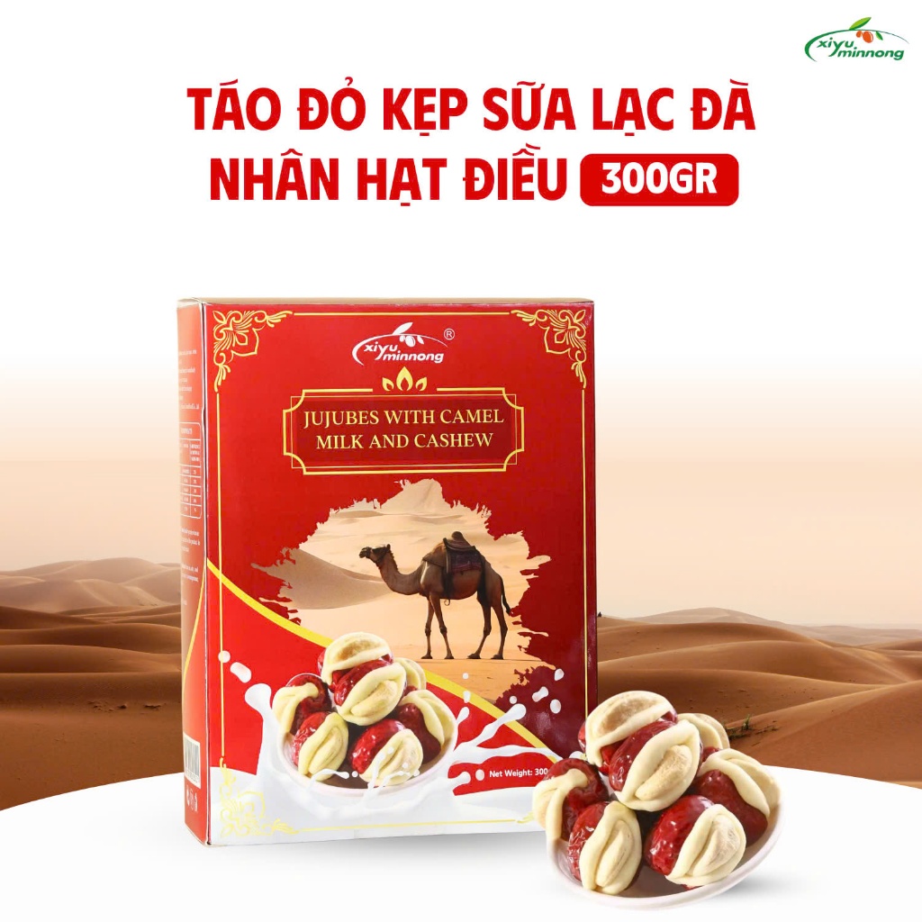 Táo đỏ kẹp sữa lạc đà nhân hạt điều Xiyu Minnong hộp 300gr | Shopee ...
