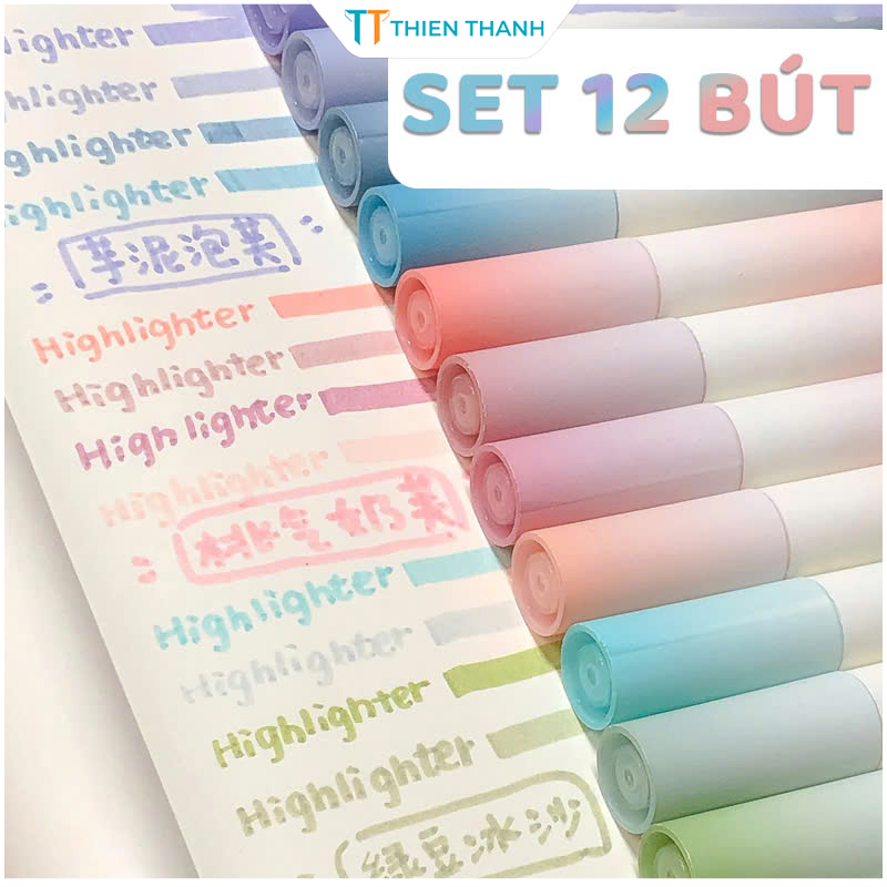 Màu Bút Highlight Bộ Bút Đánh Dấu Bút Dạ Quang Macaron Gradient 12 Màu ...
