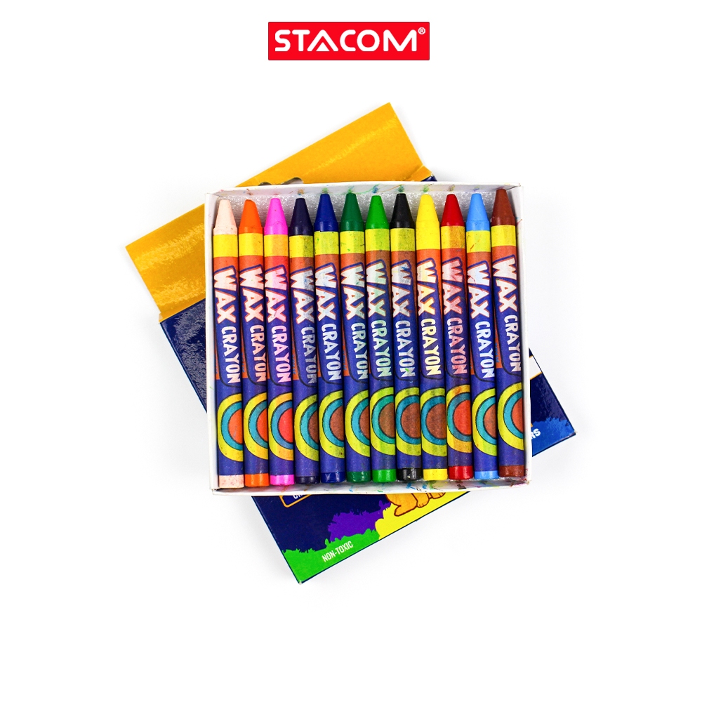 [Xả kho] Bộ sáp vẽ 12 màu | Chất lượng Wax Crayon, 12 màu tươi sáng, chống gãy vụn, bám màu tốt ...