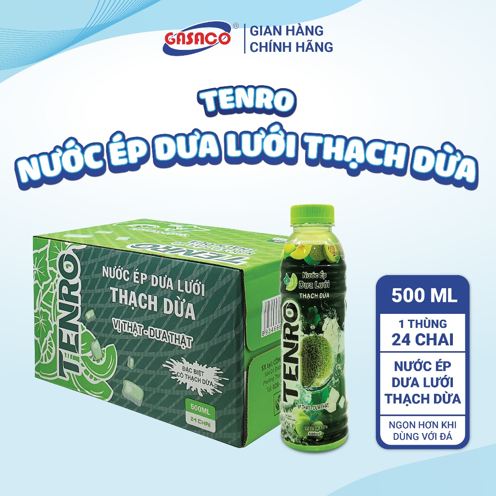 Nước Dưa Lưới Thạch Dừa Tenro Gasaco 500ml Lốc/Thùng Chuẩn Vị Trái Cây ...