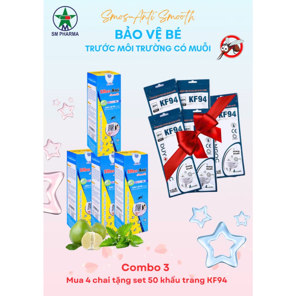 COMBO 9 MÓN - 4 CHAI XỊT CHỐNG MUỖI TINH DẦU CHO BÉ SMOS ANTI TẶNG SET ...