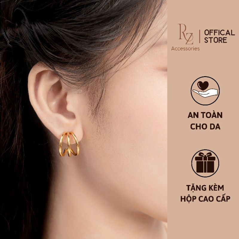 Khuyên tai nữ titan ROZ, bông tai không gỉ hoops, thiết kế sang trọng ...