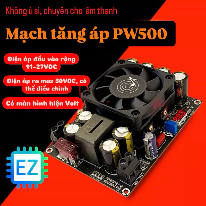 ZK-PW500 Mạch tăng áp 500W DC-DC 11-27V ra tối đa 50V có màn hình hiển ...