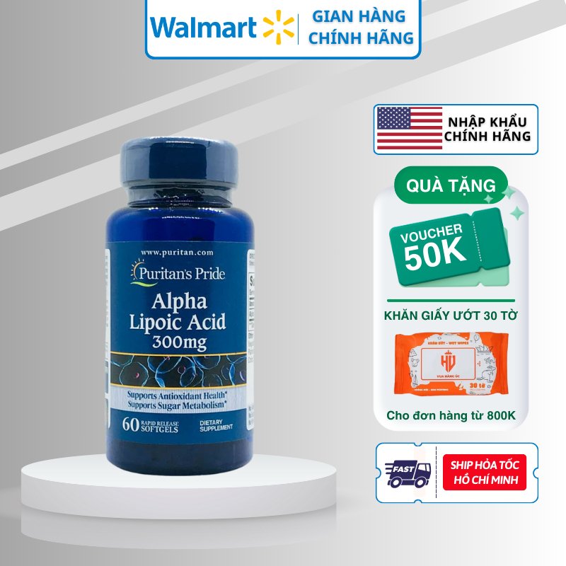 Viên trắng da Puritan's Pride Alpha lipoic acid 300mg 60 nhập khẩu Mỹ ...