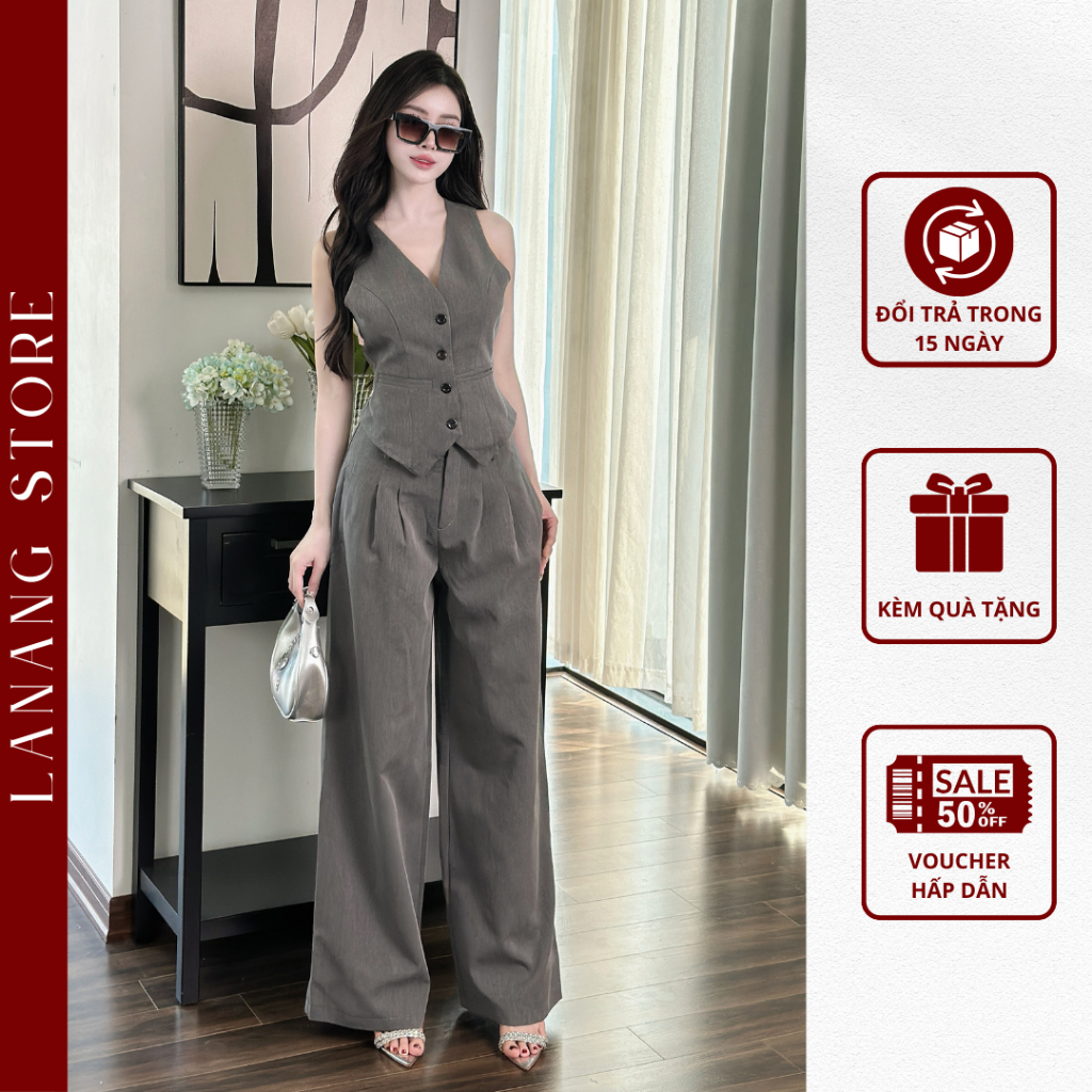 Set gile phối quần ống rộng LaNang set đi chơi sang chảnh phong cách ...