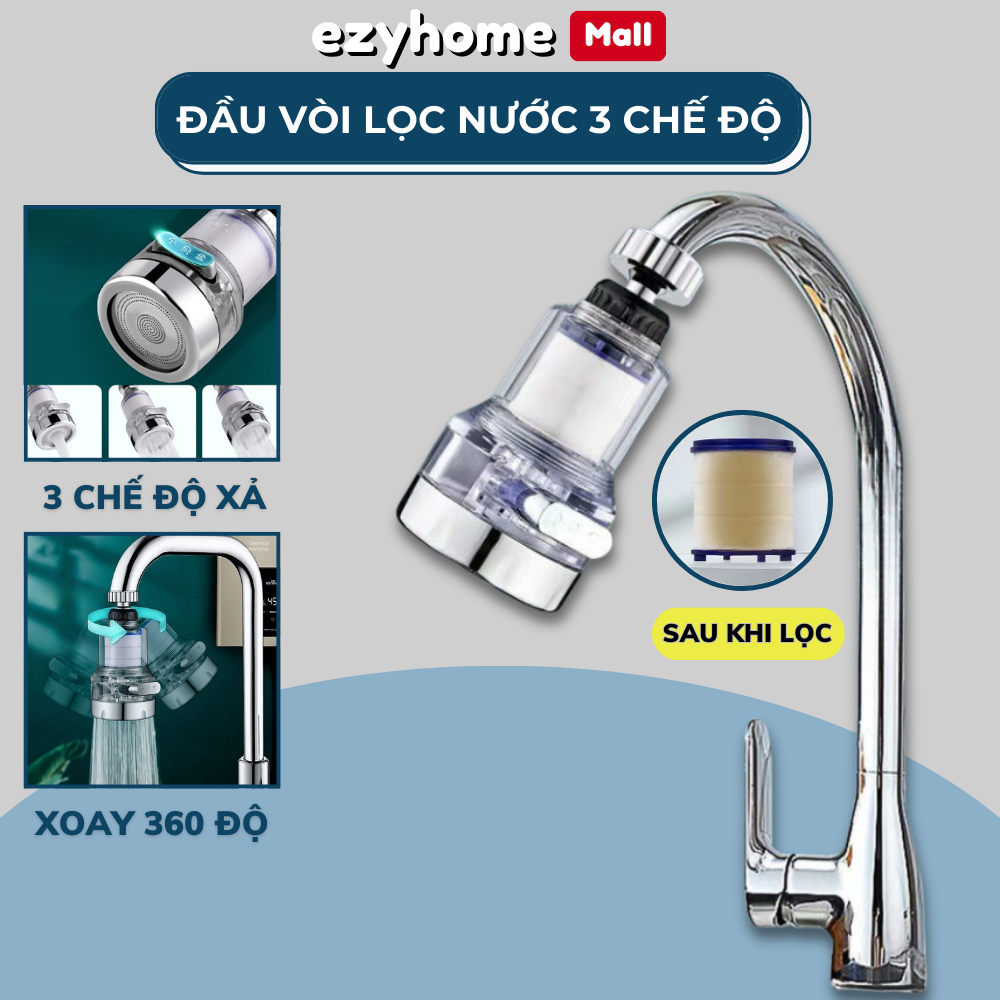 Đầu Vòi Lọc Nước Thế Hệ Mới 3 Chế Độ Xả Nước EZYHOME | Shopee Việt Nam