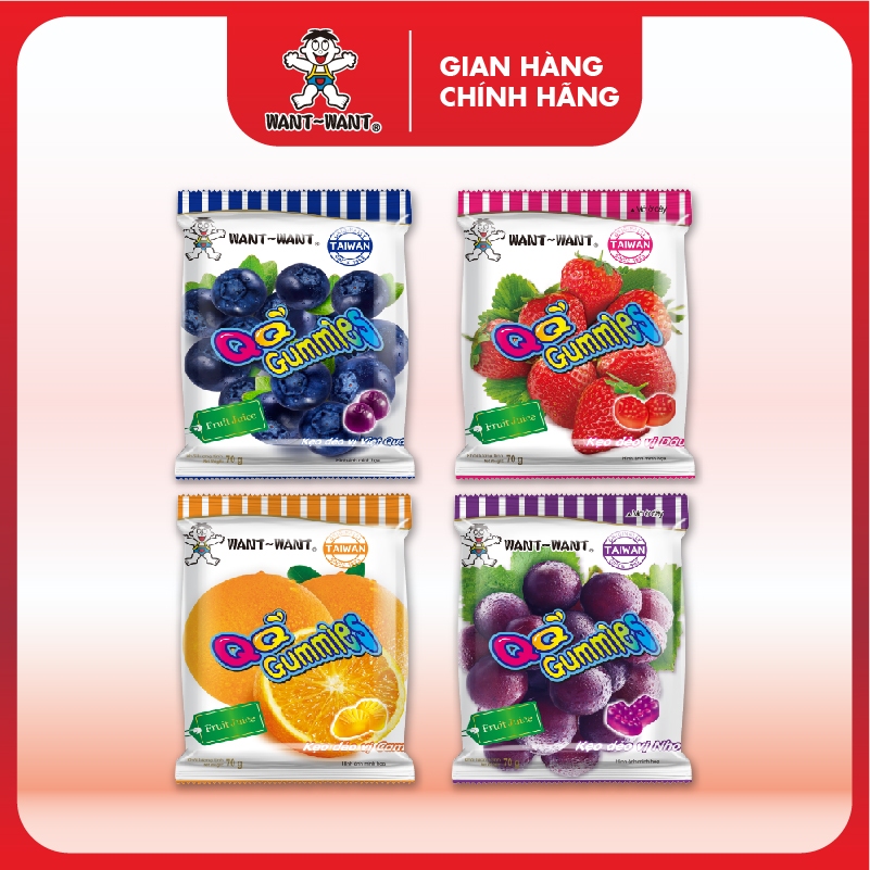 Kẹo Dẻo Want Want QQ Gummies 4 Vị Loại 70g, Kẹo Trái Cây Nhiều Hương Vị ...