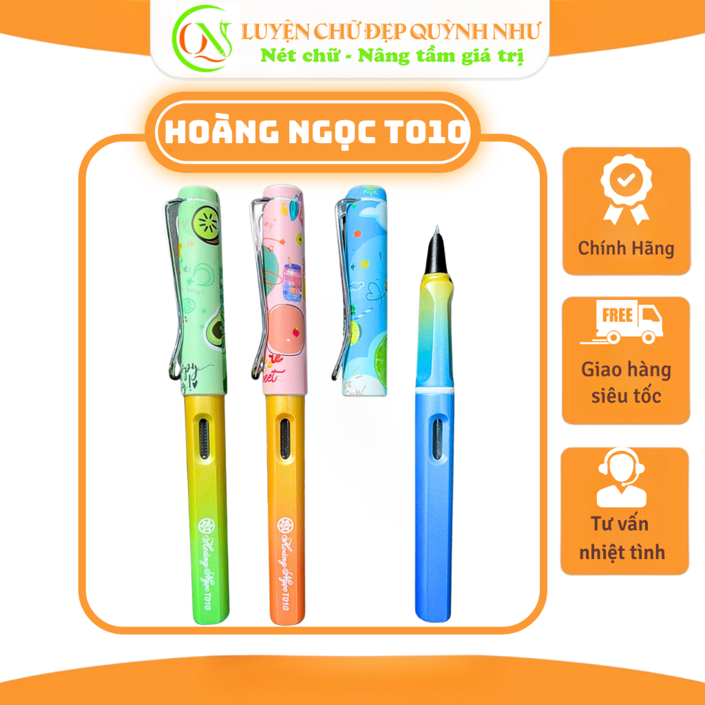 Bút Máy Hoàng Ngọc T010, Ngòi Lá Tre Thanh Đậm Trơn - Bút Máy Luyện Chữ ...
