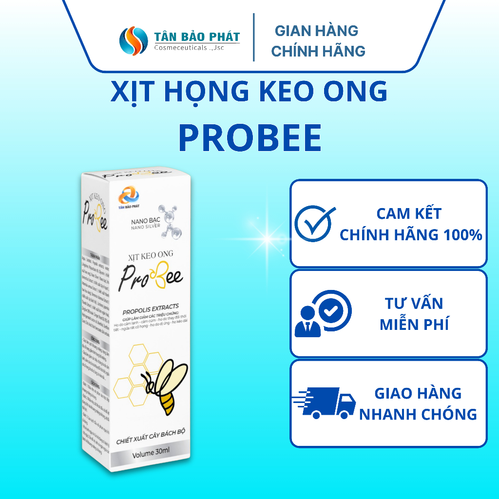Xịt họng keo ong ProBee giúp giảm các triệu chứng ho, làm dịu khoang ...