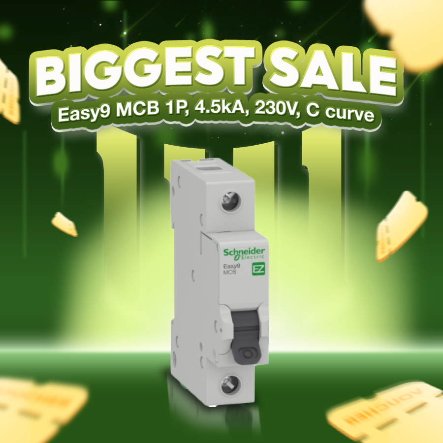 Cầu dao tự động MCB Schneider EZ9F34116 1P 16A 4.5kA C Curve Easy9 | Aptomat bảo vệ quá tải ngắn ...