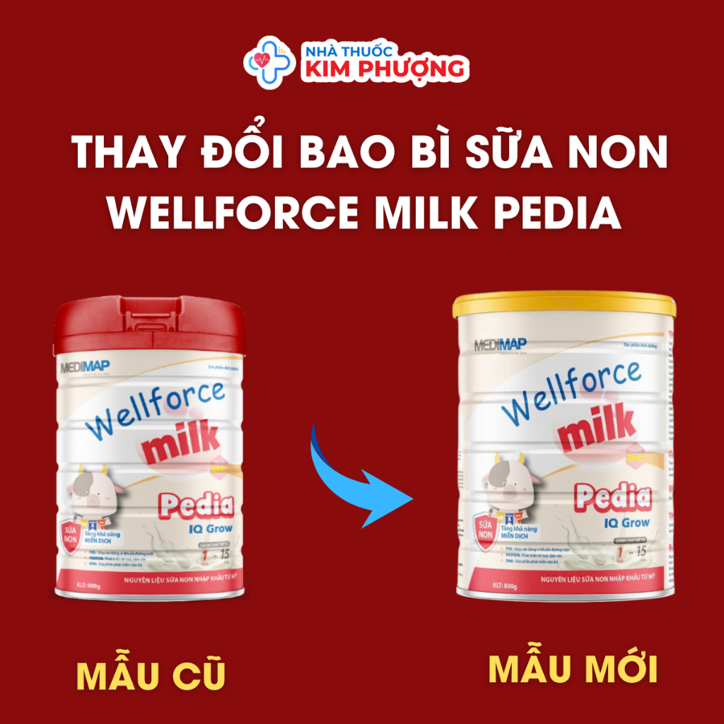 Sữa Bột Wellforce milk Pedia IQ Grow Cho Bé Từ 1-15 tuổi Medimap Lon ...