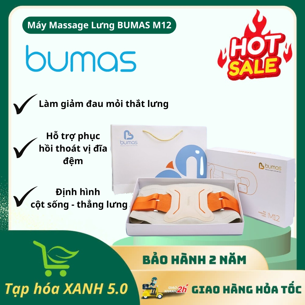 Máy Massage lưng BUMAS M12 có Massage rung kết hợp chườm nóng, đai định hình cột sống | Shopee ...