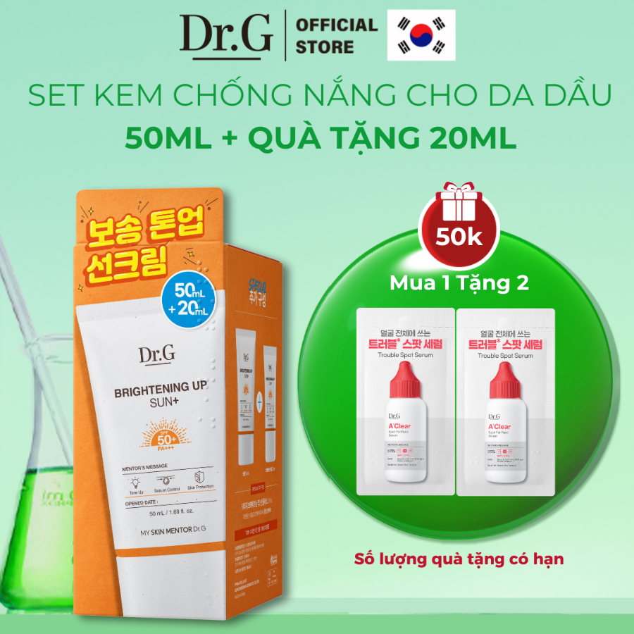 [Set live 70ml] Kem Chống Nắng Dr.G Brightening Up Sun+ SPF50+ PA+++ 50ml tặng tuýp 20ml Nâng ...