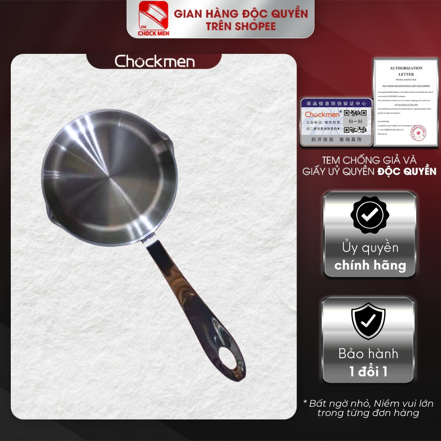 Quánh mini inox Chockmen 8.5cm inox 18/10 đúc liền khối quánh sữa nấu cháo quấy bột bếp từ ...