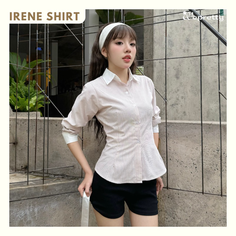Áo Sơ Mi Nữ IRENE SHIRT Wepretty Clothes Kẻ Sọc Thô Kate Phối Cổ Trắng ...